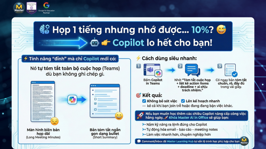 Microsoft 365 Copilot: Tóm tắt & theo dõi cuộc họp - Nâng cao hiệu suất ...